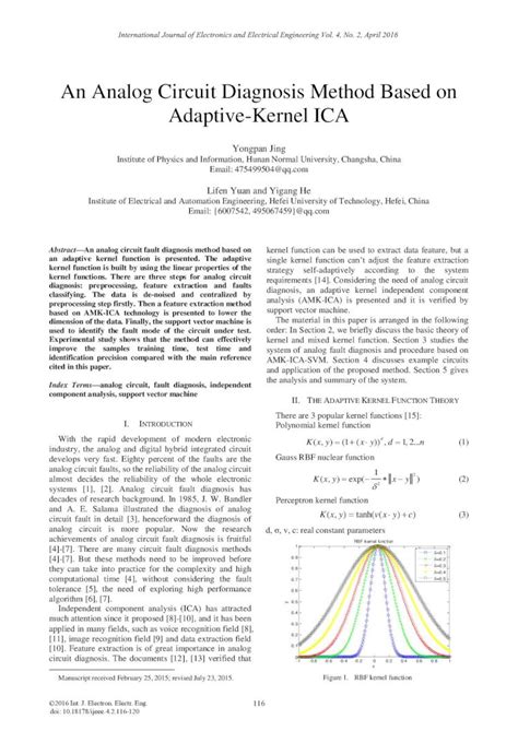pdf an analog circuit diagnosis method based on adaptive · with