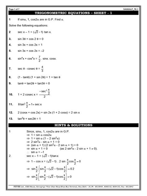 Trigonometric Eq 1 Pdf Trigonometric Functions Complex Analysis