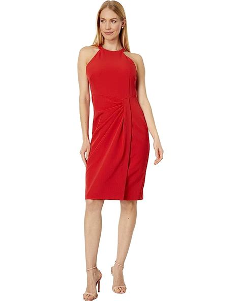 Womens Vince Camuto Side Tuck Halter Bodycon Dress In Stretch Crepe
