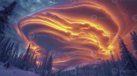 Ai Generated The Evening Sky With The Presence Of Lenticular Clouds