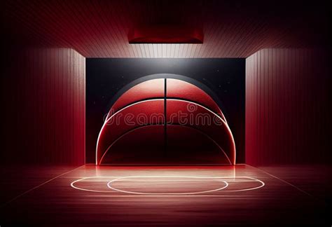 Ai Generated Illustration Of A Basketball Court Illuminated By Lights