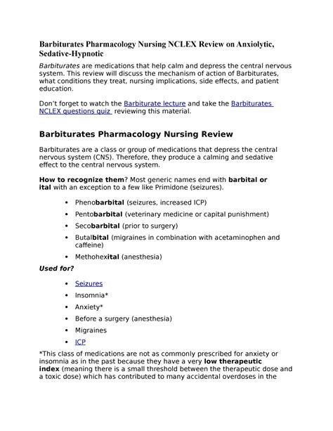 Barbiturates Side Effects