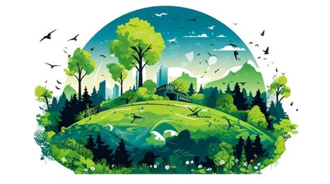 Premium Photo Natural Summer Landscape In Flat Style Mountains And