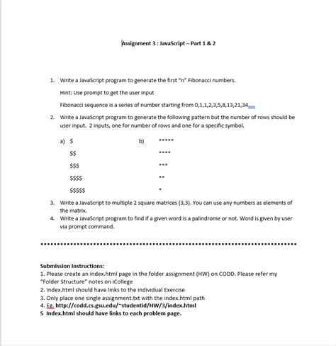 Solved Assignment 3 Javascript Part 1 And 2 1 Write A