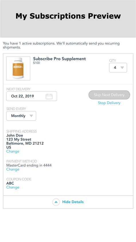 Mysubscriptions Widget Widget Placement Subscribe Pro Documentation