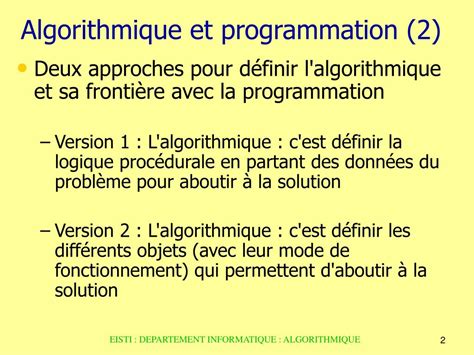 Ppt Algorithmique Et Programmation 1 ‏ Powerpoint Presentation