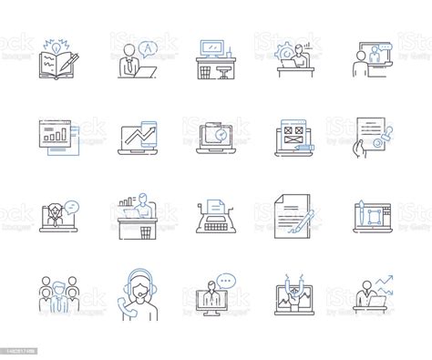 워크플로 및 사무실 개요 아이콘 모음입니다 워크플로 사무실 자동화 프로세스 작업 구성 루틴 벡터 및 일러스트레이션 개념 집합입니다 관리 통합 최적화 선형 표지판 감시에 대한