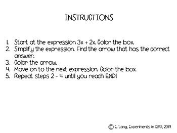 Simplifying Expressions Maze Activity By Experiments In EBD TPT