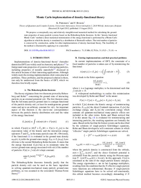 pdf monte carlo implementation of density functional theory