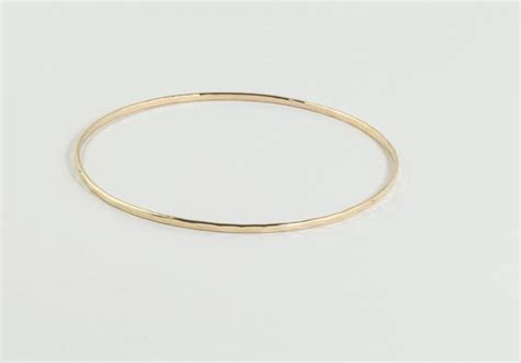 14k Gold Filled Bangle Thin Bangle Bracelet Hammered Gold Etsy