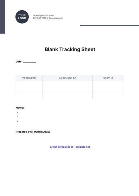 Free Blank Tracking Sheet Template To Edit Online