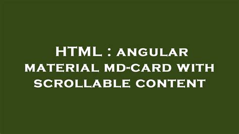Angular Material List With Scrollbar At Robert Castle Blog