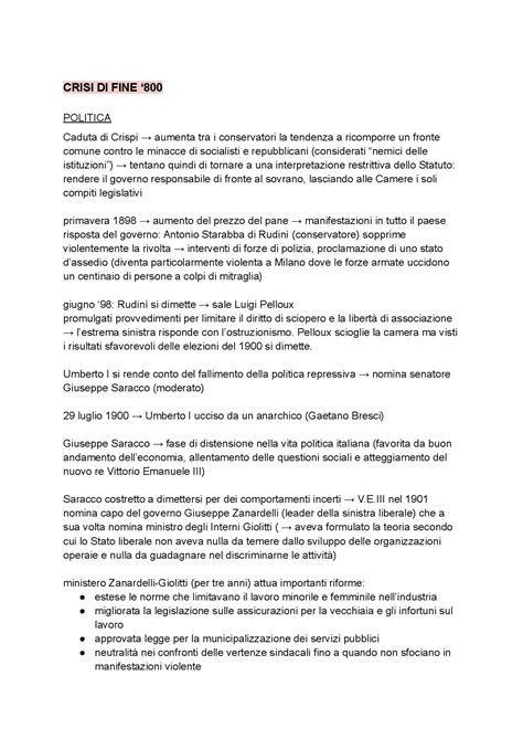 Programma Di Storia Del Quinto Anno Sintesi Del Corso Di Storia Docsity
