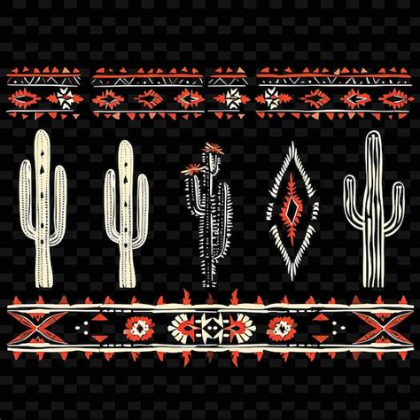 Premium Psd Png Vibrant Cactus Borderlines Design With Southwestern