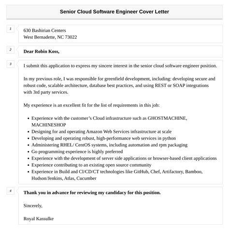 Senior Cloud Software Engineer Cover Letter Velvet Jobs
