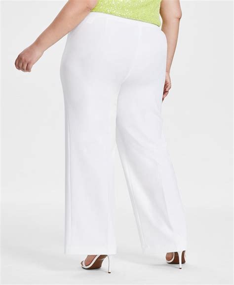 Anne Klein Plus Size Cool Crepe Wide Leg Pull On Pants Macys