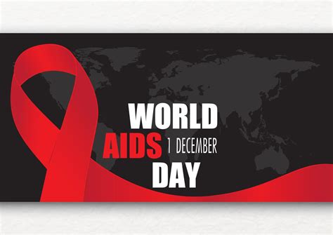 World Aids Day And 1 December Wordings With Red Ribbon On World Map In