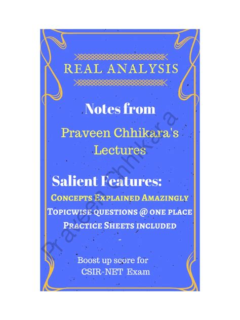 Real Analysis Notes For Csir Net Exam Pdf Multiple Choice Test