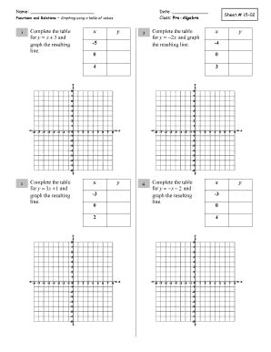Fillable Online Functions And Relations Graphing Using A Table Of Values Fax Email Print PdfFiller