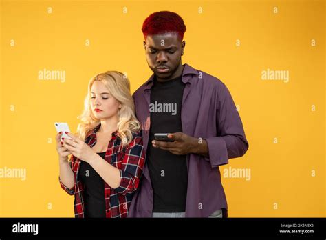 Gadget Addiction Internet Dependency Mobile Communication Modern Technology Serious Couple