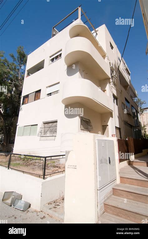 Israel Tel Aviv Renovated Bauhaus Building At 3 Nachmani Street Stock