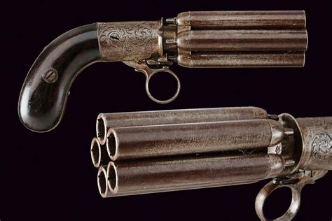 A Rare Pepperbox Percussion Revolver Rare And Fine Antique Arms