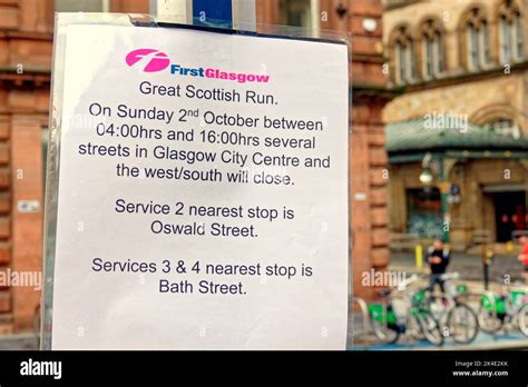 Glasgow Scotland Uk 2nd October 2022 Road Closures Disrupted