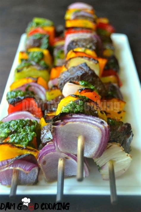 Steak Fajita Skewers With Cilantro Sauce Dam Good Cooking