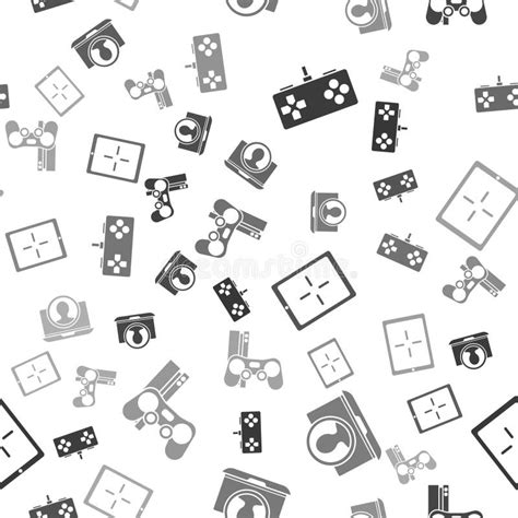 Set Gamepad Create Account Screen Tablet And Game Console With Joystick On Seamless Pattern