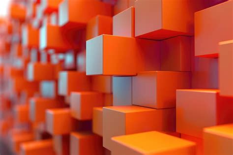 Orange Blocks Geometric Shapes Premium Ai Generated Image