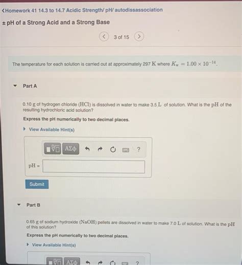 Solved Ph Is A Logarithmic Scale Used To Indicate The
