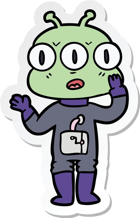 Sticker Of A Cartoon Three Eyed Alien 8698891 Vector Art At Vecteezy