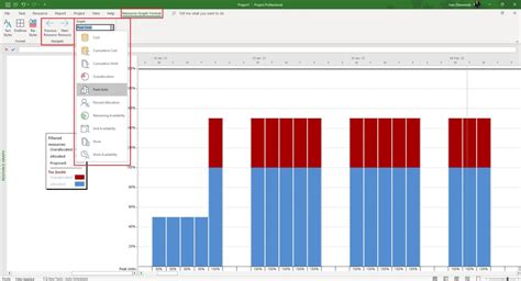 Resource Assign Analysis In The Resource Graph View In Ms Project Pro