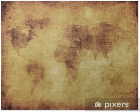 Poster Oude Kaart Van De Wereld Pixersnl