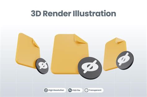 Premium Psd D Render File Unseen Icon With Orange File Paper And