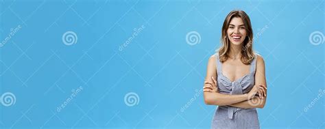 Happy Charismatic Adult European Woman With Cute Gap Teeth Smiling