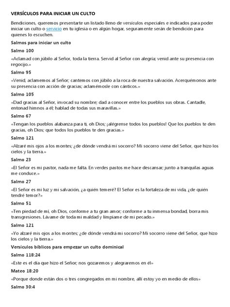 Versículos Para Iniciar Un Culto Pdf Salmos Creencia Religiosa Y