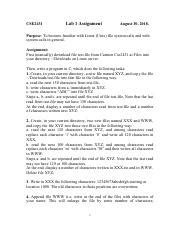 Cse2431 Lab1 Pdf CSE2431 Lab 1 Assignment August 30 2018 Purpose To