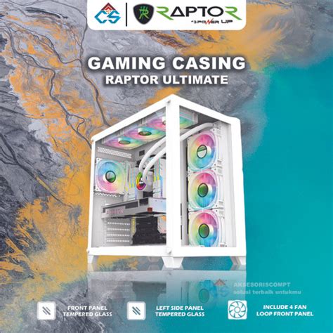 Jual Casing Gaming Raptor Ultimate White Fan Argb Casing Gaming Argb Kota Surabaya