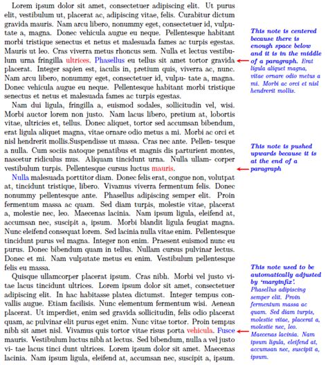 Marginpar Margin Notes With A Pointing Arrow That Are Automatically Vertically Adjusted TeX
