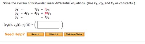 solved solve the system of first order linear differential