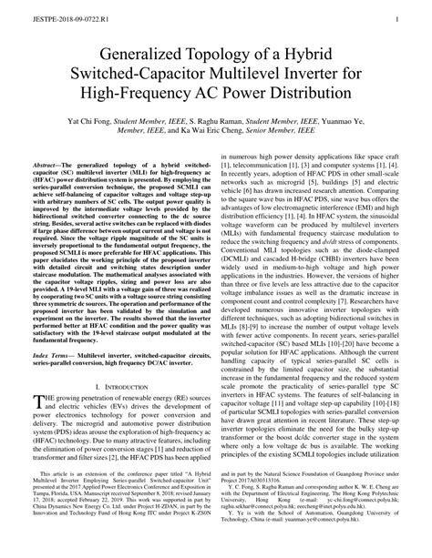Pdf Generalized Topology Of A Hybrid Switched Capacitor Multilevel Inverter For High Frequency