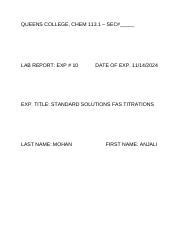 Mastering Standard Solutions: FAS Titration Lab Report Guide | Course Hero