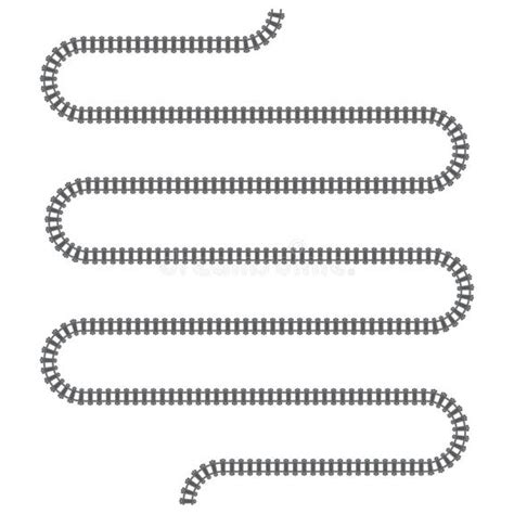 Vector Railway Train Track Illustration Rail Pattern Round Circular Curve Railroad Path