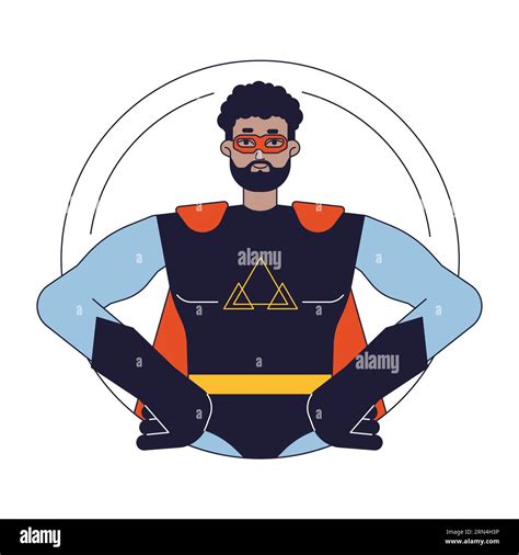 African American Superhero Flat Line Color Vector Character Stock Vector Image And Art Alamy