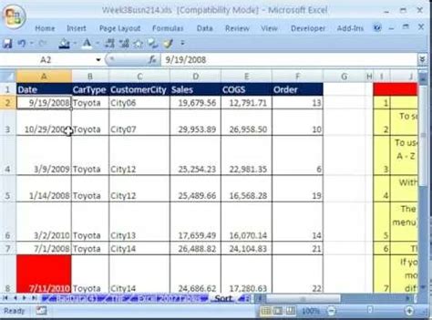 how to sort data with microsoft excel 2016 matc