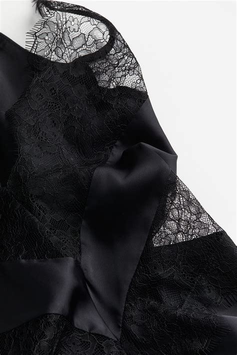 Lace Detail Nightslip Black Ladies Handm Gb