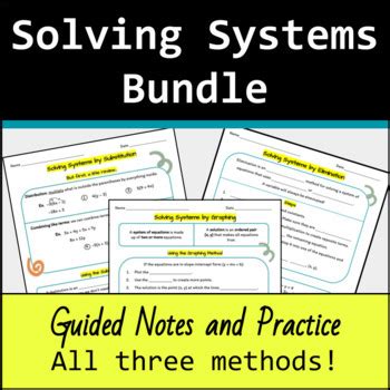 Solving Systems Of Equations Bundle Graphing Substitution Elimination