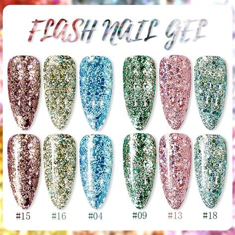 Voky Glitter Glitter Nail Polish Set Of 6 Colors Including Glitter Uv