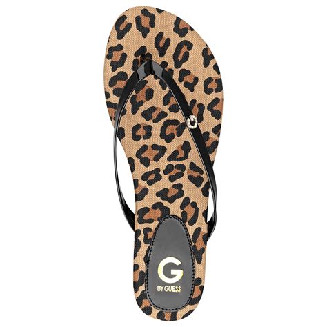 G By Guess Bayla Flip Flops In Leopard Black Lyst